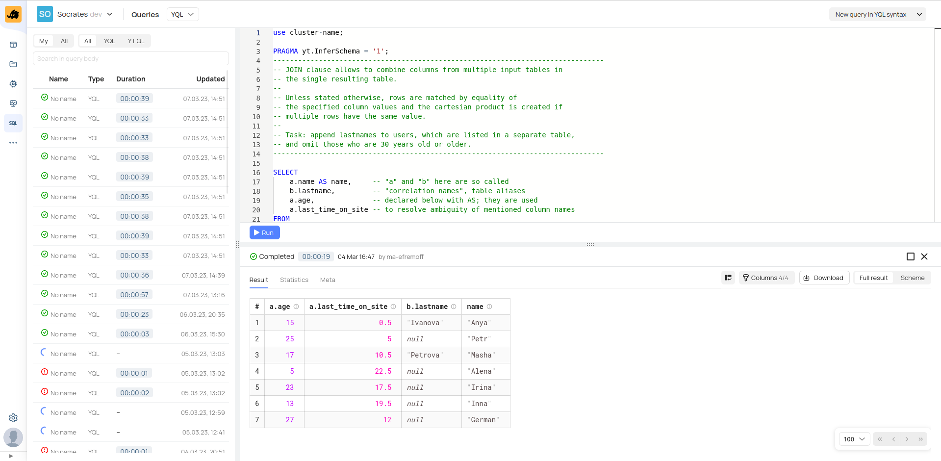 Introduction - YQL | YTsaurus