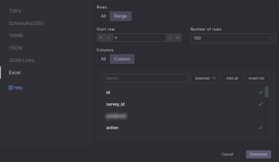 Working with Microsoft Excel tables | YTsaurus